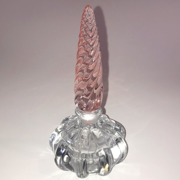 Accents | Vintage Art Glass Perfume Bottle Clear Glass Bottle Pink ...